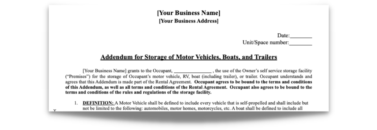 RV, Vehicle, & Trailer Addendum [FREE Templates]