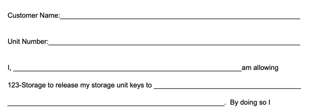 Self Storage Key Release Form [Free Download]